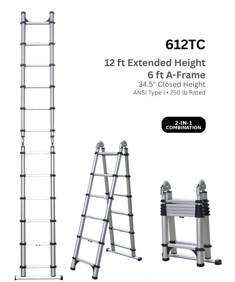 Telesteps A-Frame & Extension Combo Ladder, 15ft Reach, 250lb Capacity ...
